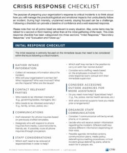 Crisis Response Checklist - Crisis & Trauma Resource Institute