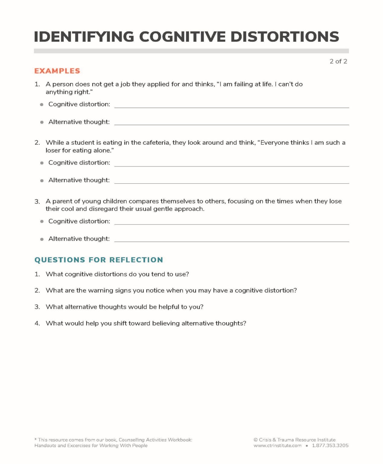 Identifying Cognitive Distortions - Crisis & Trauma Resource Institute