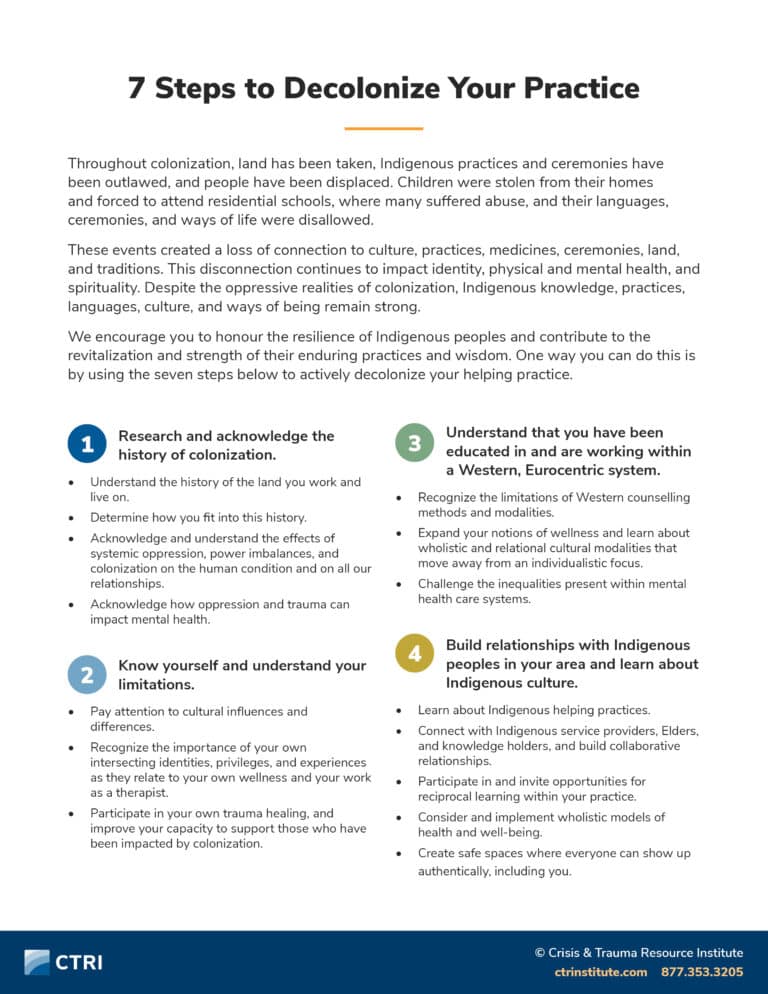7 Steps To Decolonize Your Practice - Crisis & Trauma Resource Institute